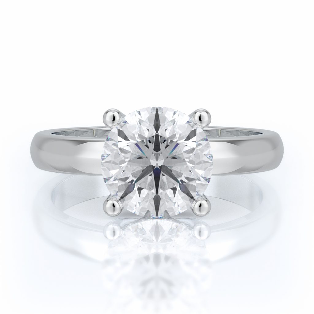 ESTHER - 2 Carat Round Cut Solitaire Hidden Halo 4 Prong Diamond ...