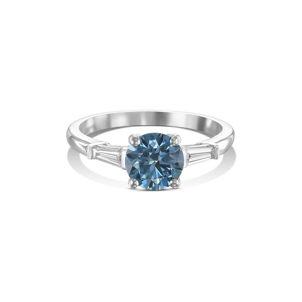 KINNERET - Fancy Vivid Blue Round Diamond Engagement Ring - Kosher Diamonds